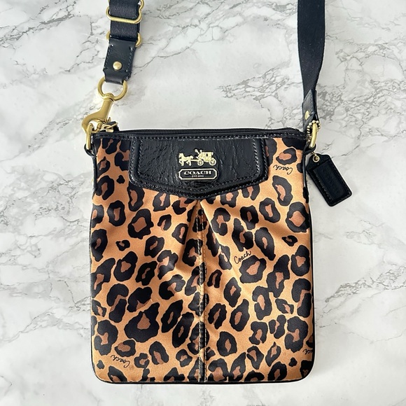 Coach | Bags | 4 Coach Ocelot Leopard Print Satin Pleated Black ...